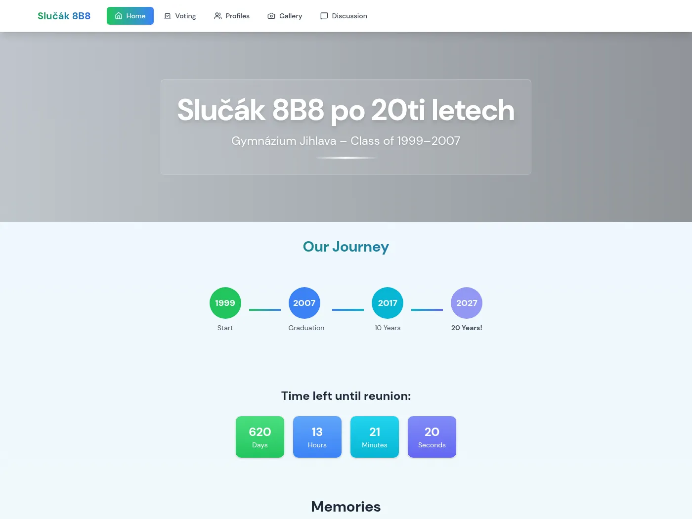 Slučák 8B8 Class Reunion Dashboard and Hub