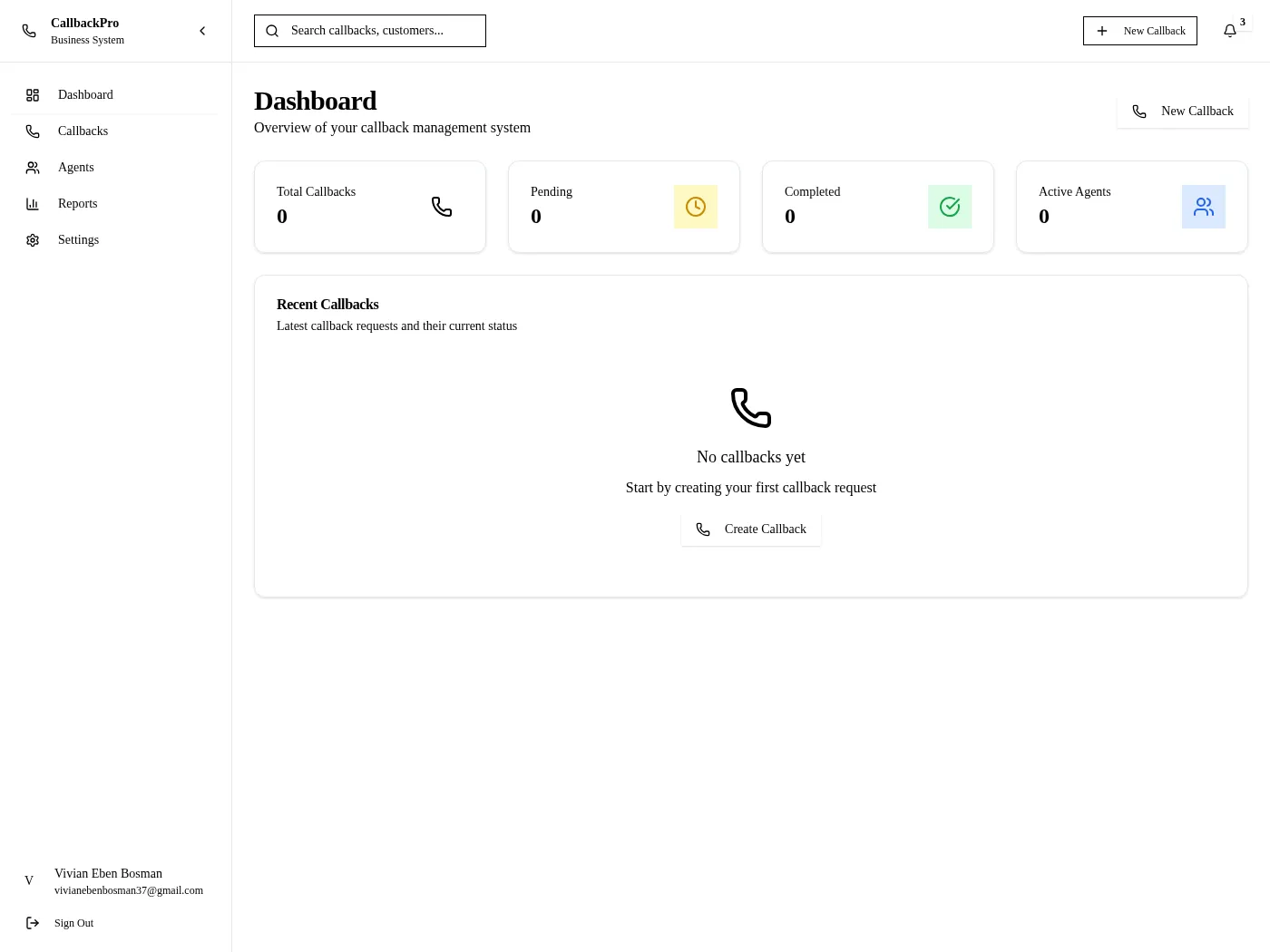 Small Business Callback Management System