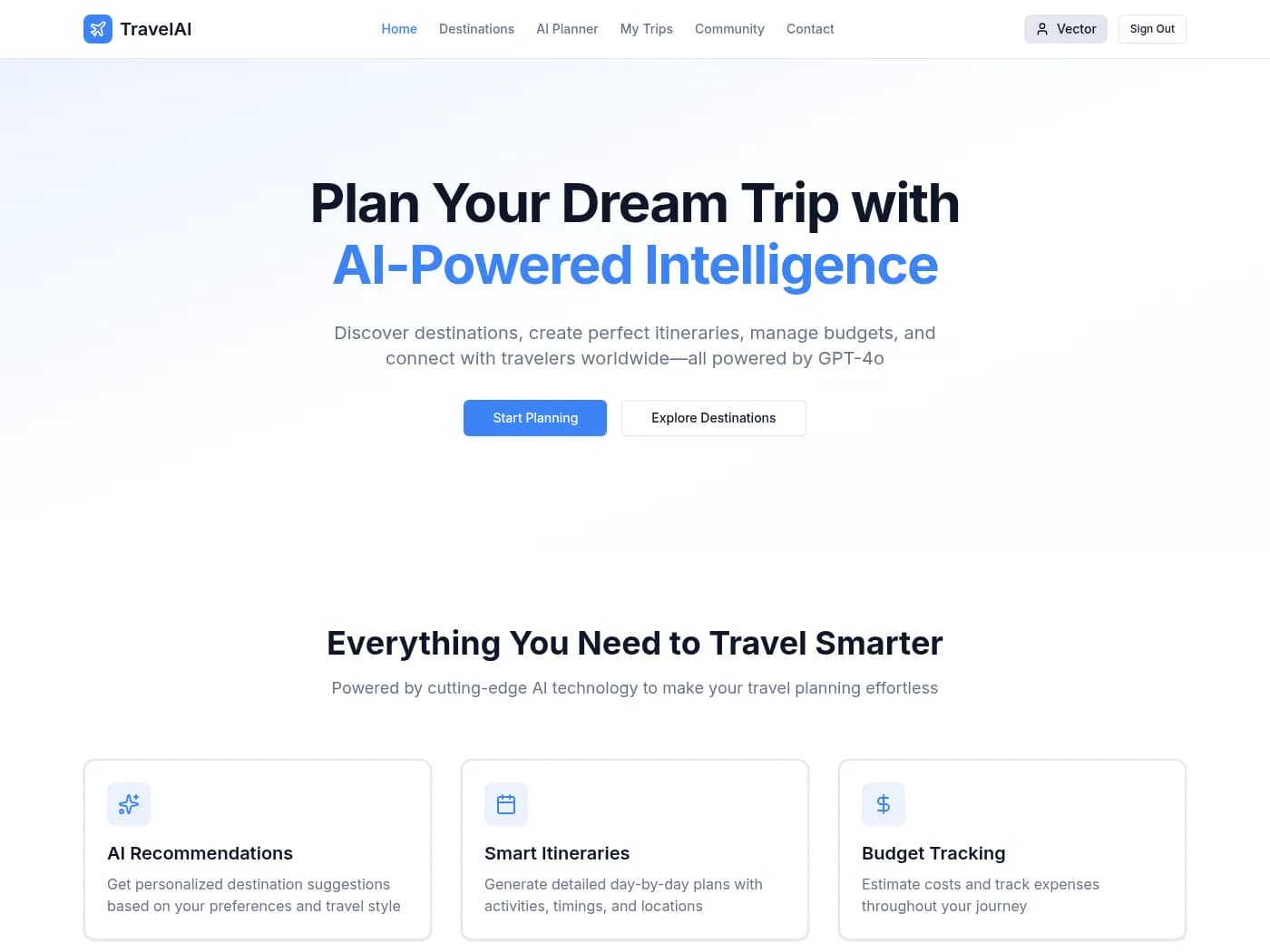Smart AI Travel Planner Web App