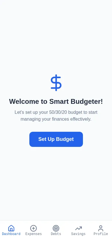 Smart Budgeter: 50/30/20 Rule & Debt Reduction Mobile App
