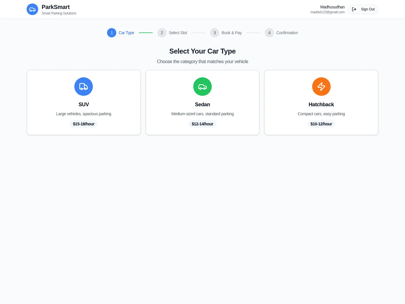 Smart Car Parking Slot Booking Web App