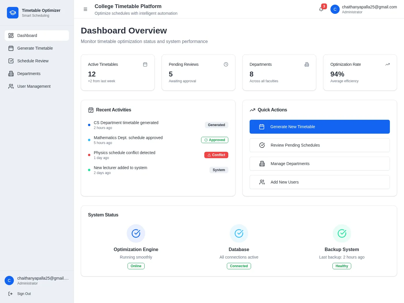 Smart College Timetable Optimizer Platform