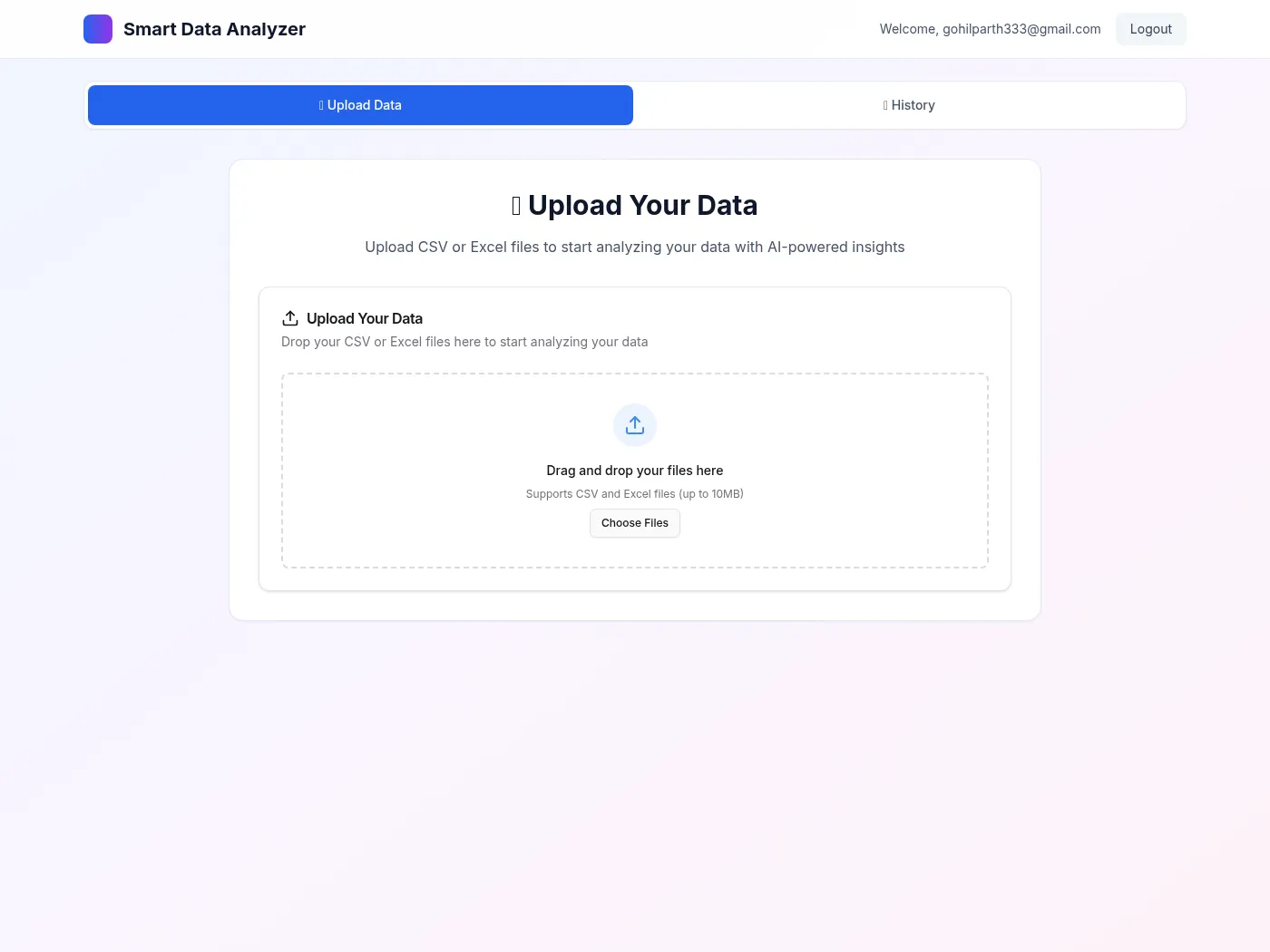 Smart Data Analyzer & Interactive Dashboard with Chatbot Assistant