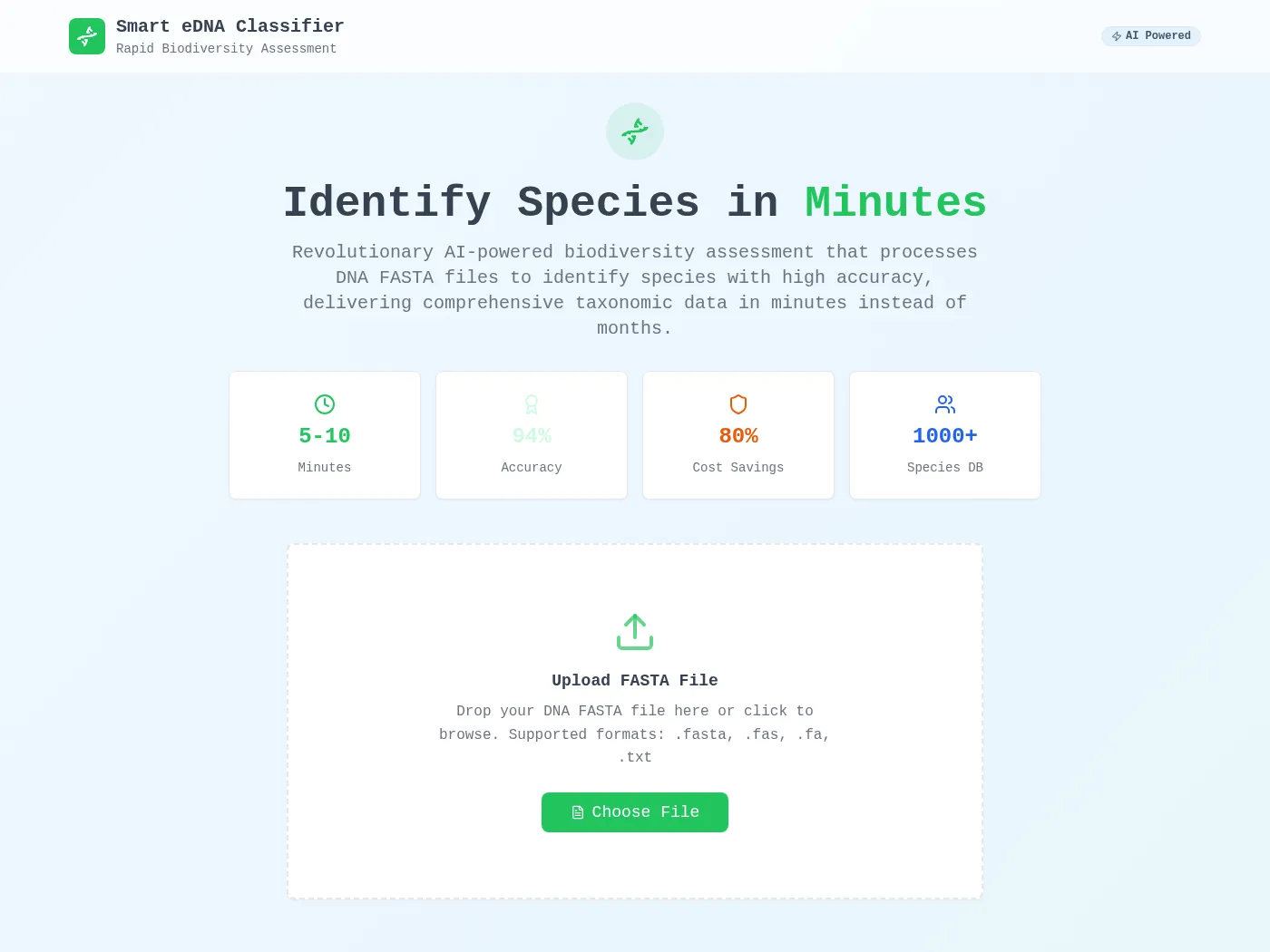 Smart eDNA Classifier for Rapid Biodiversity Assessment
