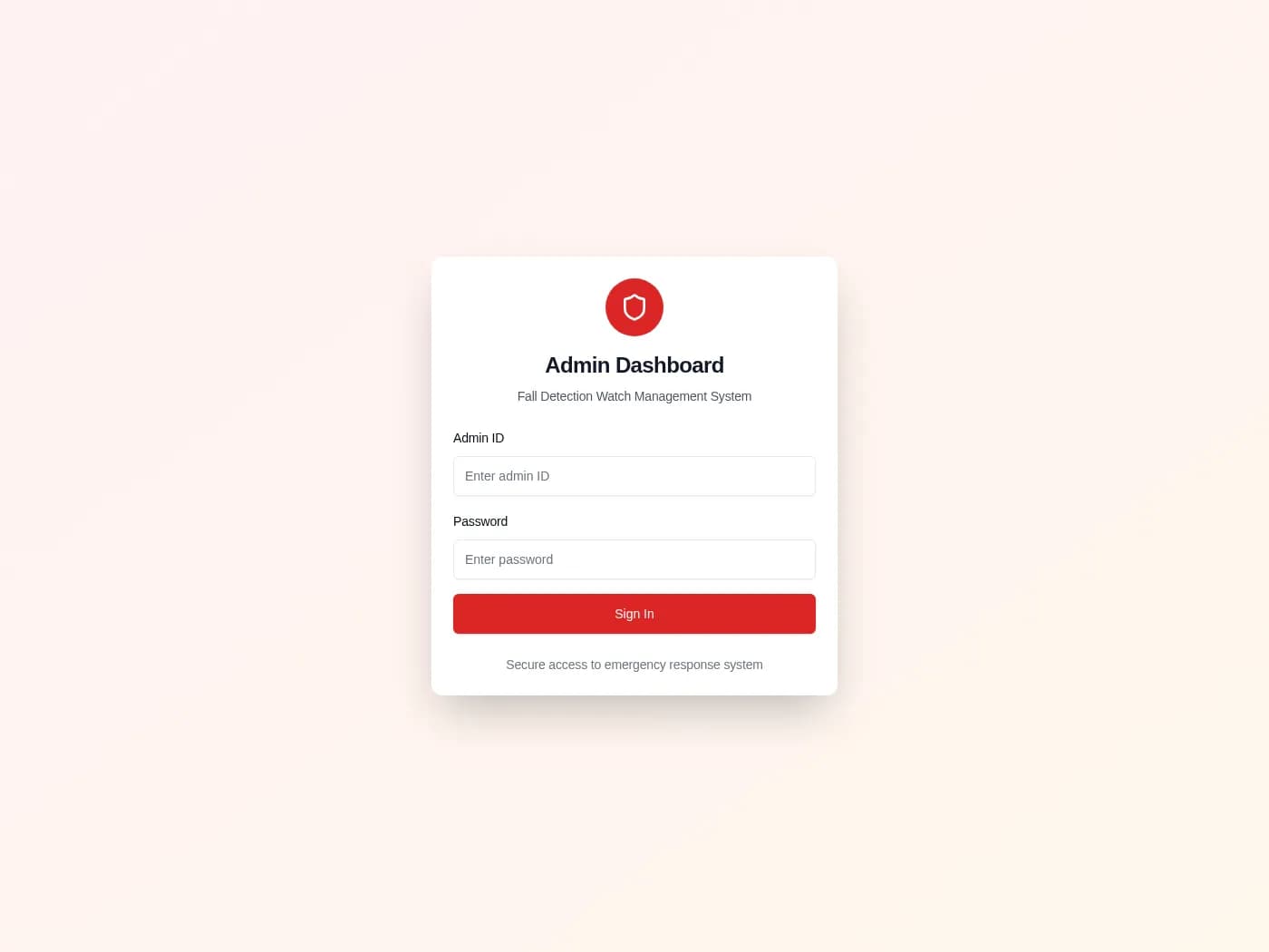 Smart Fall Detection Watch Admin Dashboard