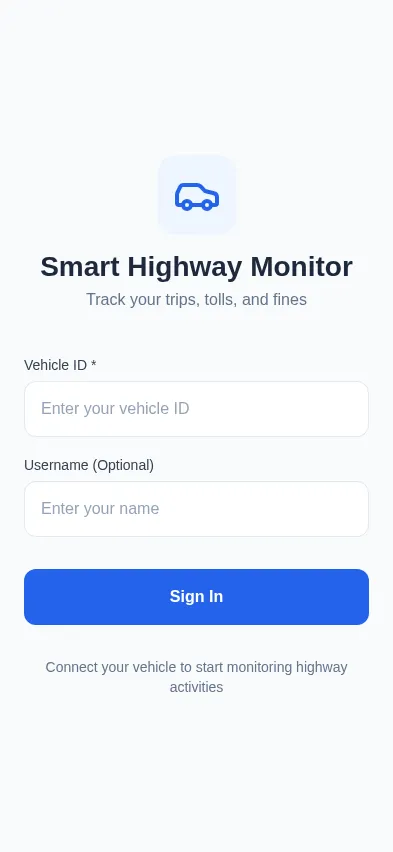 Smart Highway Monitor: Real-Time Toll & Fine Tracker Mobile App