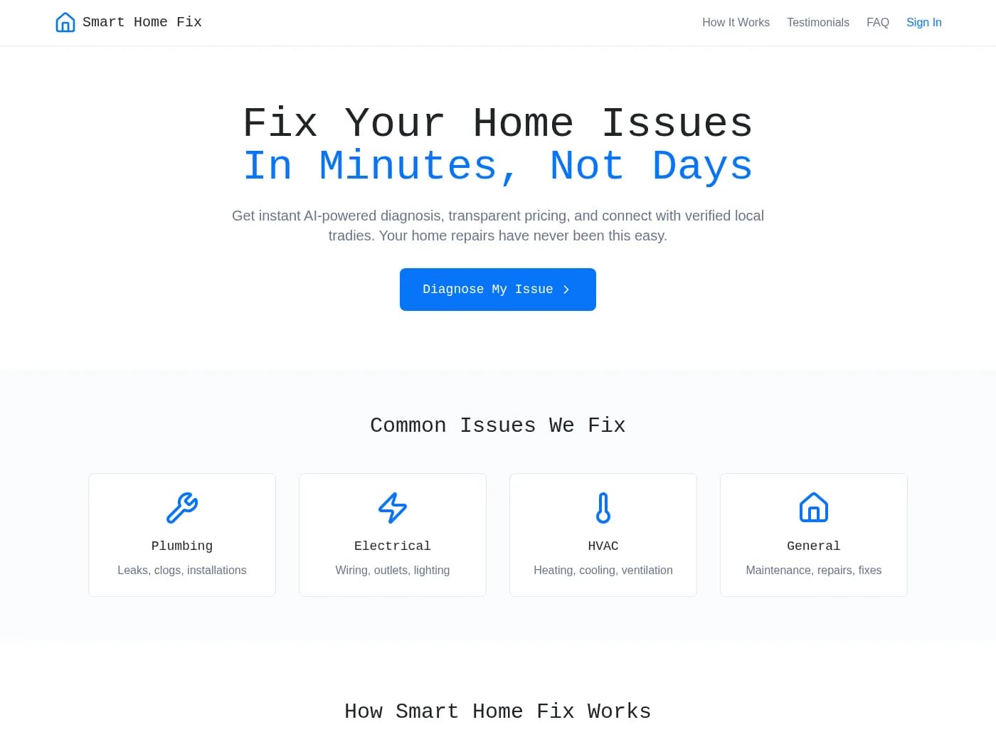Smart Home Fix: AI-Powered Home Repair Platform