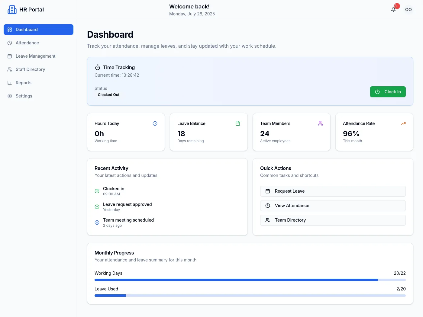 Smart HR Attendance & Leave Management Portal