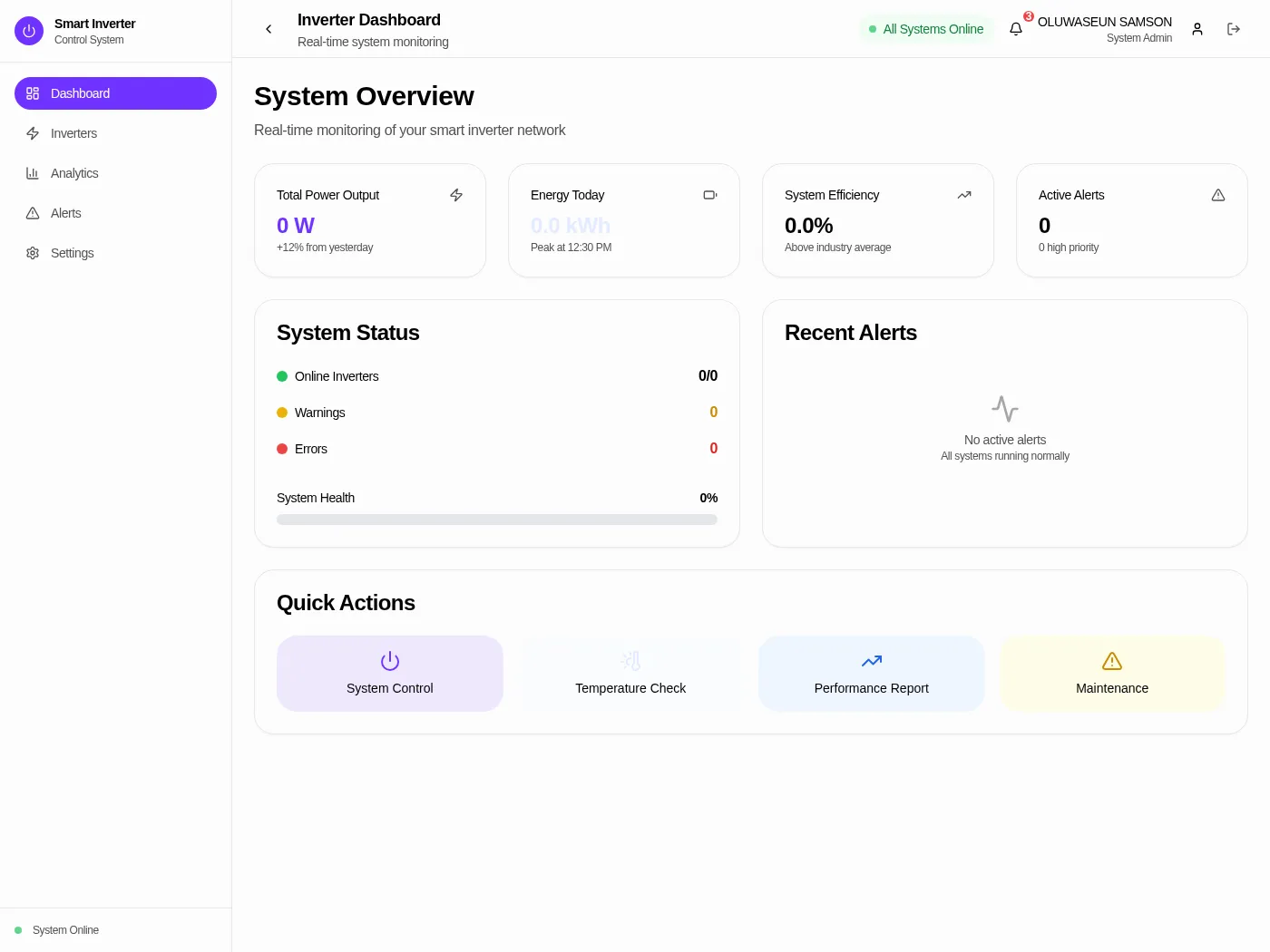 Smart Inverter Reactive App with Navigation