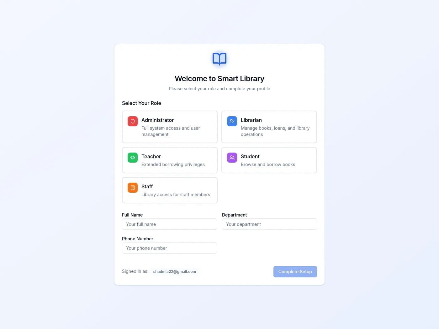 Smart Library Management System with Role-Based UI and Comprehensive Book Histories