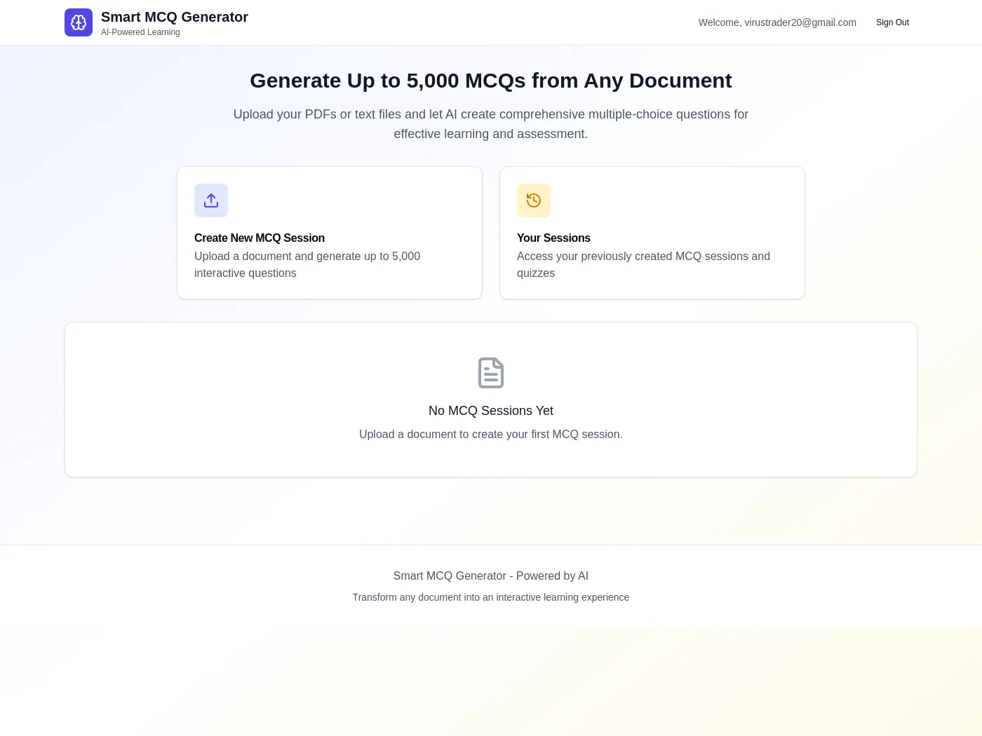 Smart MCQ Generator from PDFs and Books
