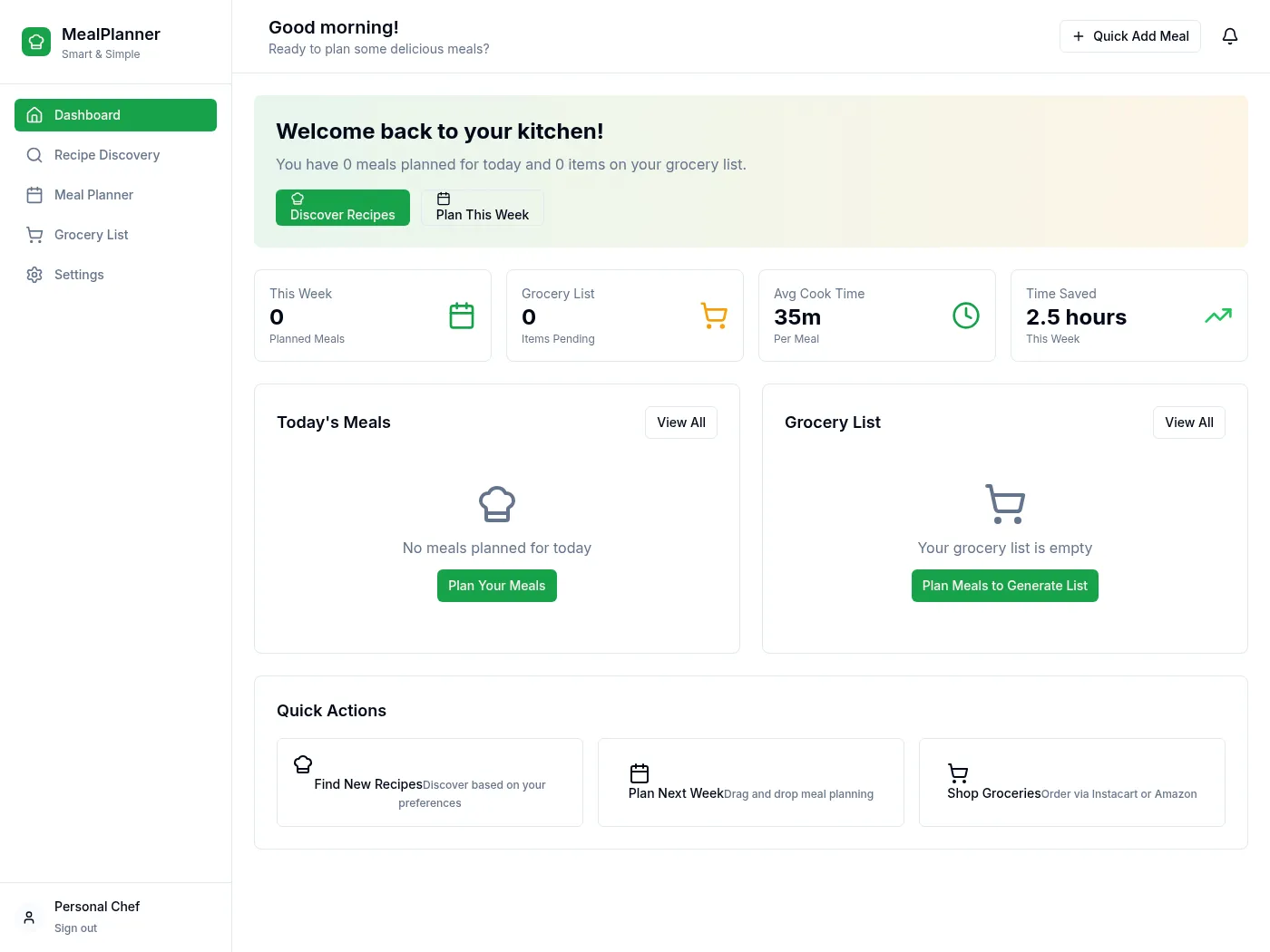 Smart Meal Planner & Grocery Auto-List