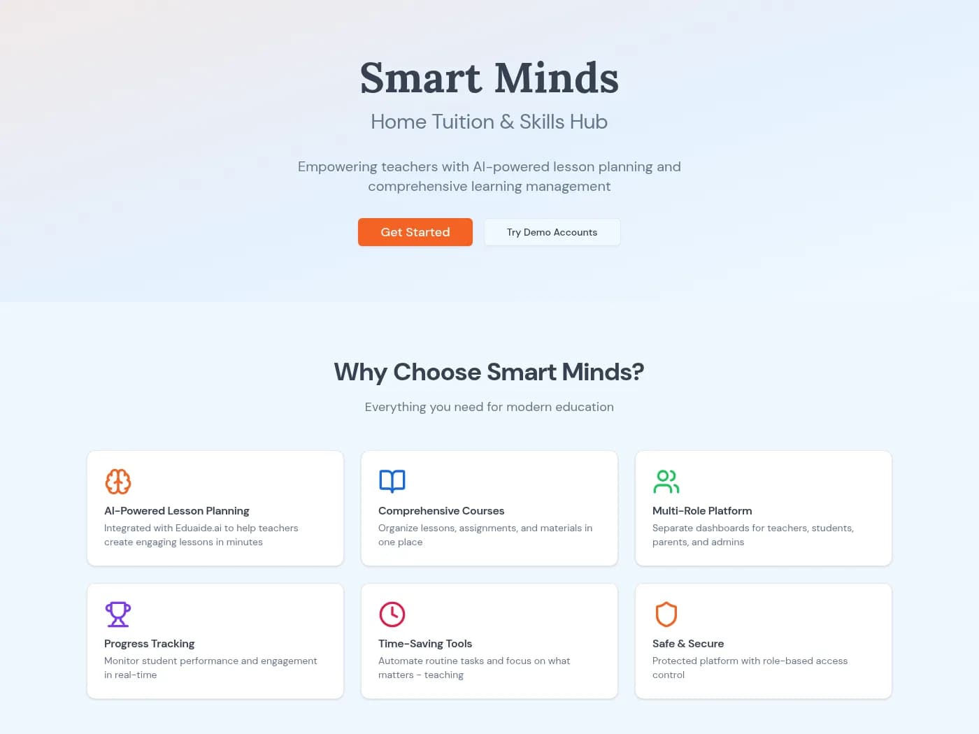 Smart Minds Online School Platform with AI-Powered Lesson Planning