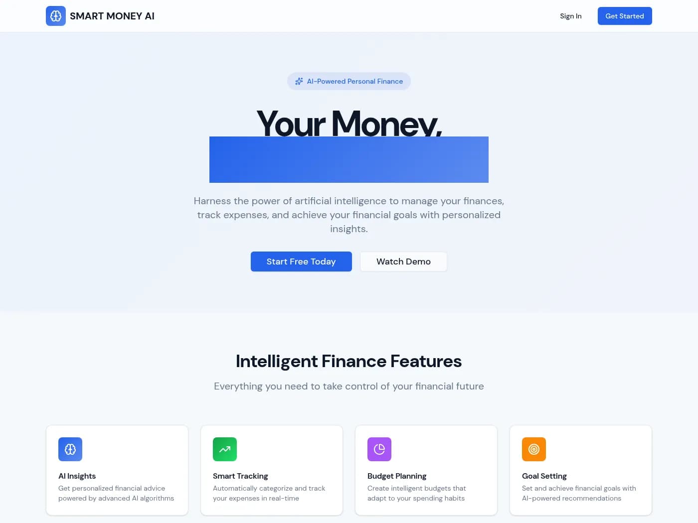 SMART MONEY AI - Personalized Finance Platform