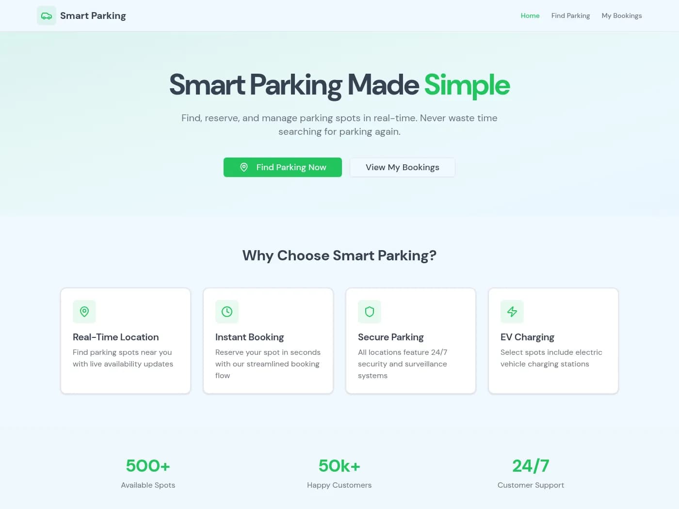 Smart Parking Spot Finder & Real-time Booking Web App