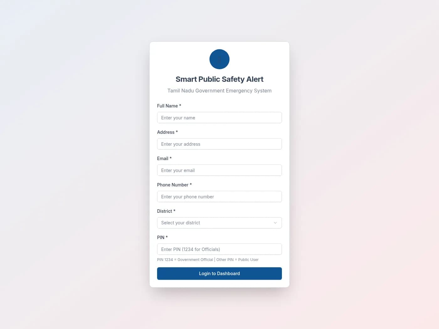 Smart Public Safety Alert Web – Real-Time Tamil Nadu Government-Style Public Safety Platform