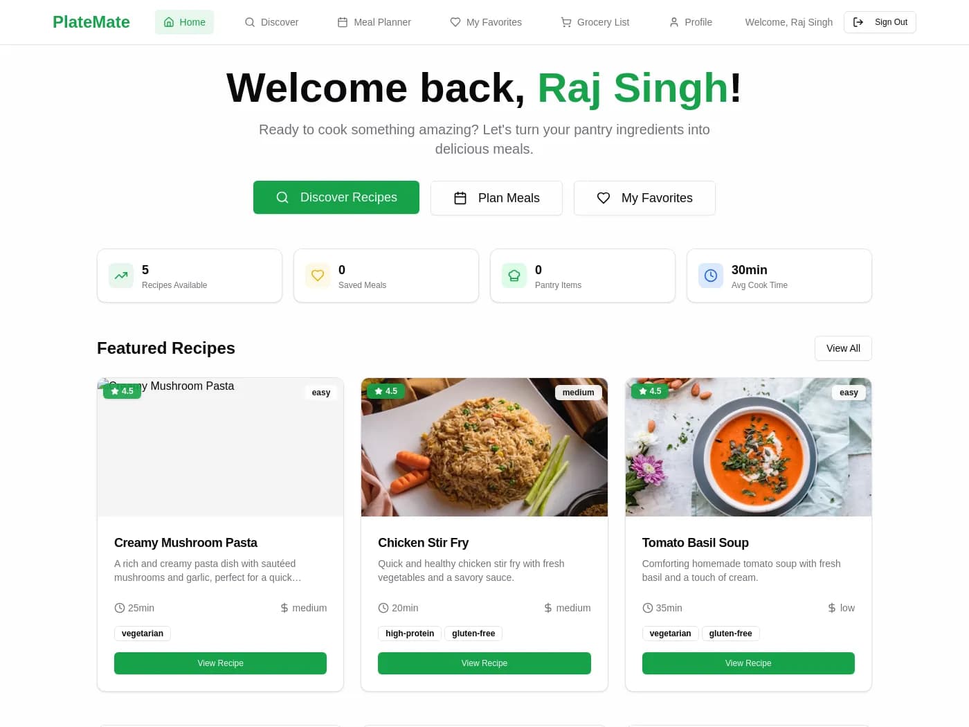 Smart Recipe Finder - Pantry to Plate