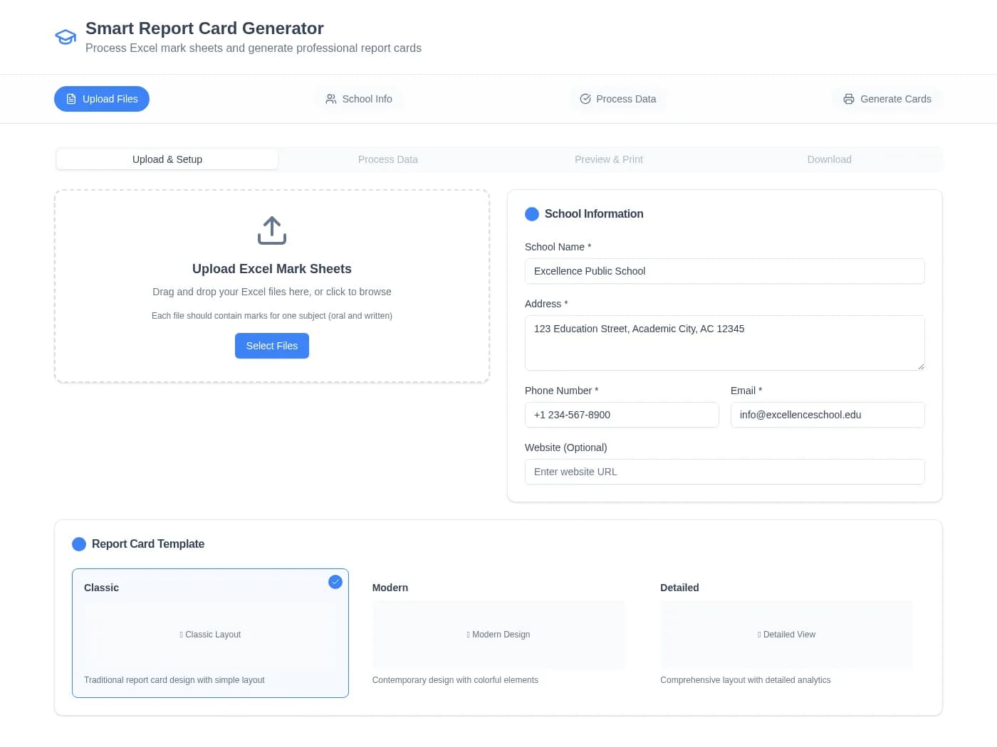 Smart Report Card Generator from Excel Sheets