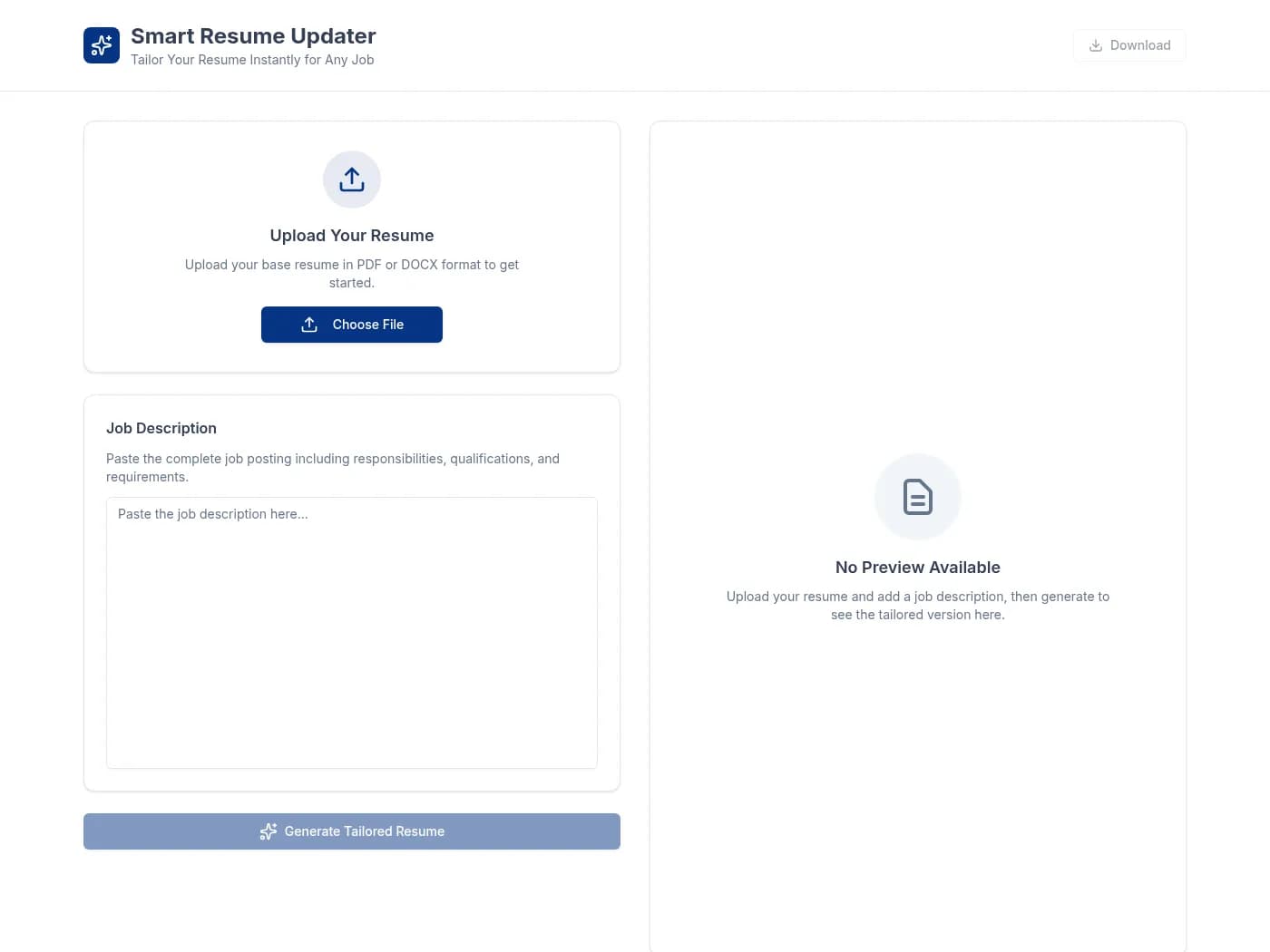 Smart Resume Updater – Tailor Your Resume Instantly for Any Job