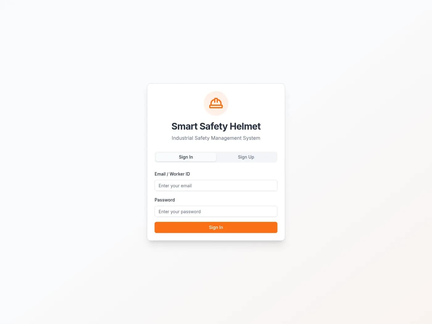 Smart Safety Helmet Dashboard System