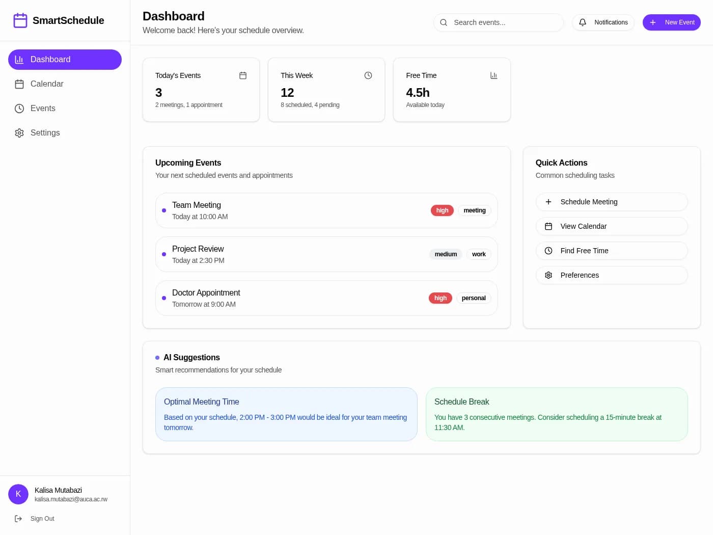 Smart Schedule Web App