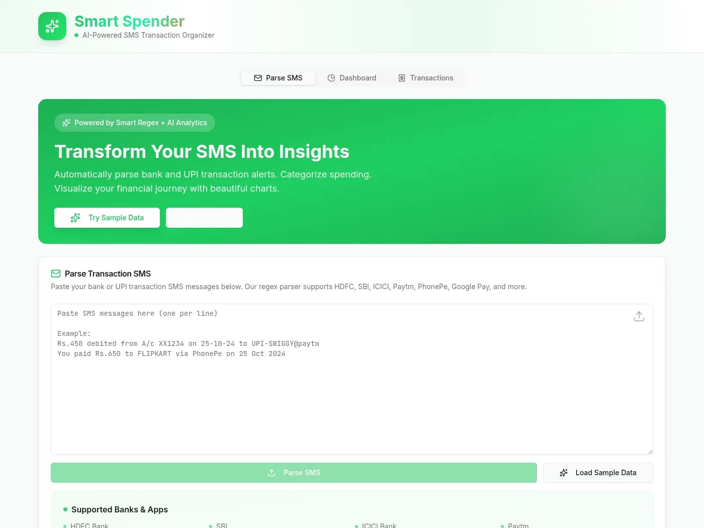 Smart Spender SMS Transaction Organizer