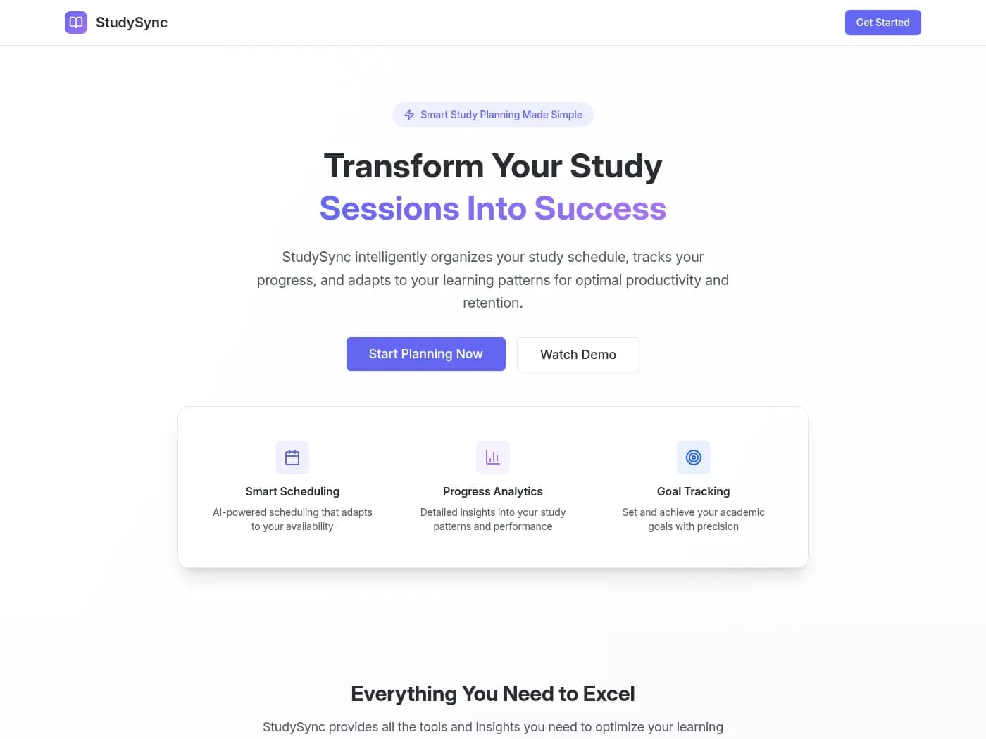 Smart Study Planner Website