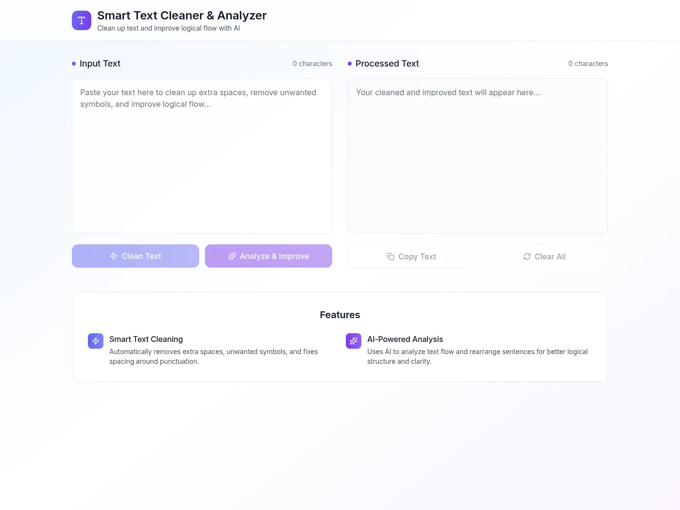 Smart Text Cleaner & Analyzer