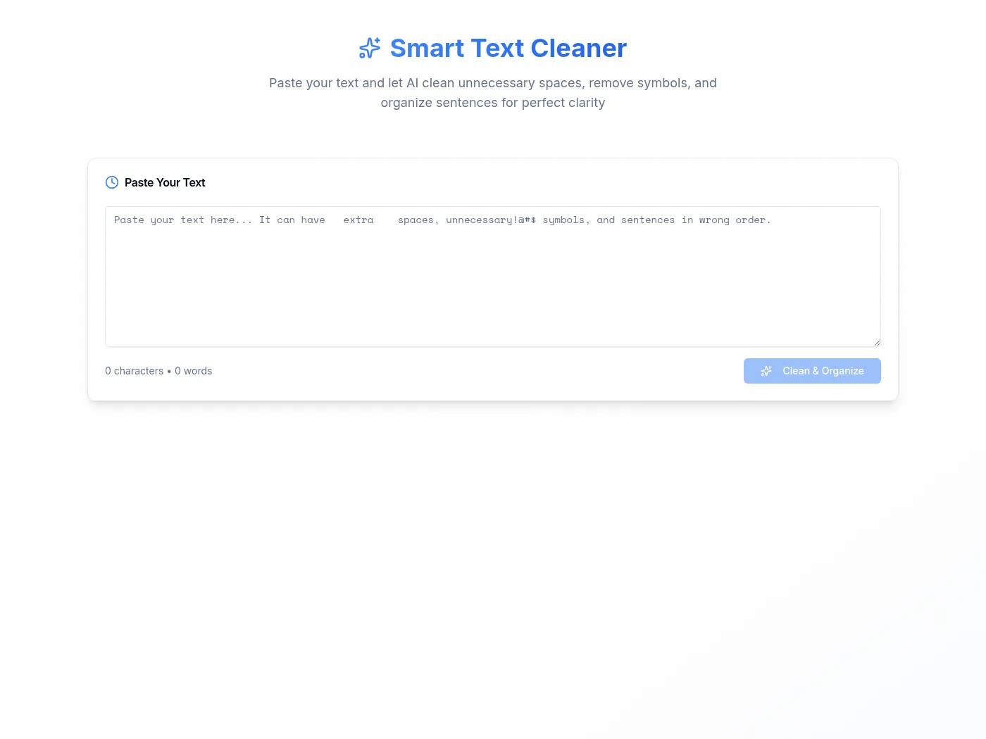 Smart Text Cleaner & Sentence Organizer