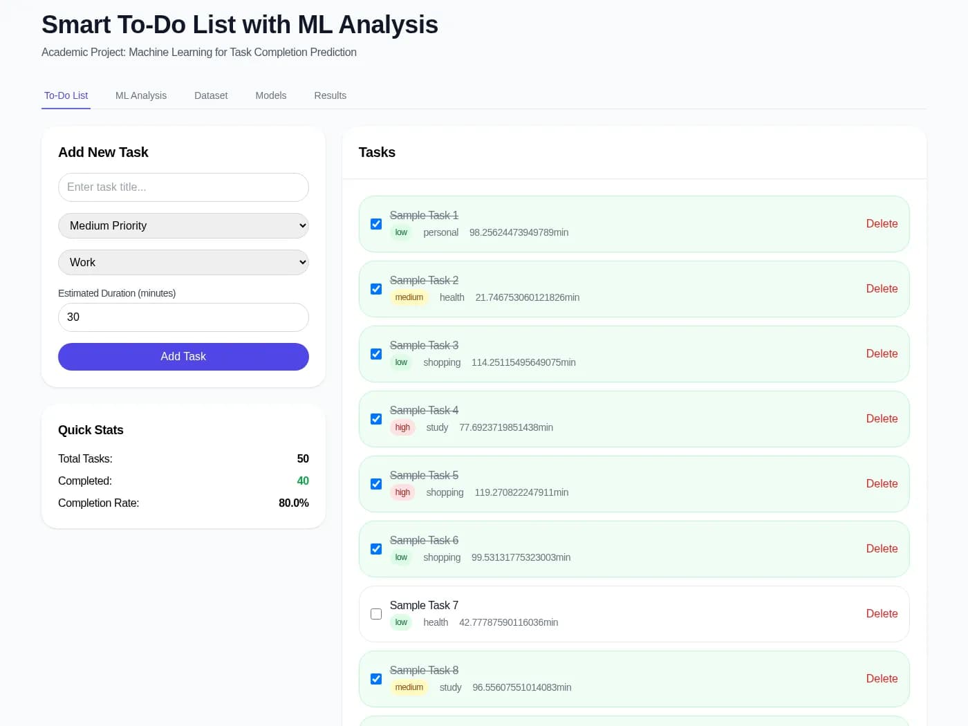 Smart To-Do List with ML Analysis