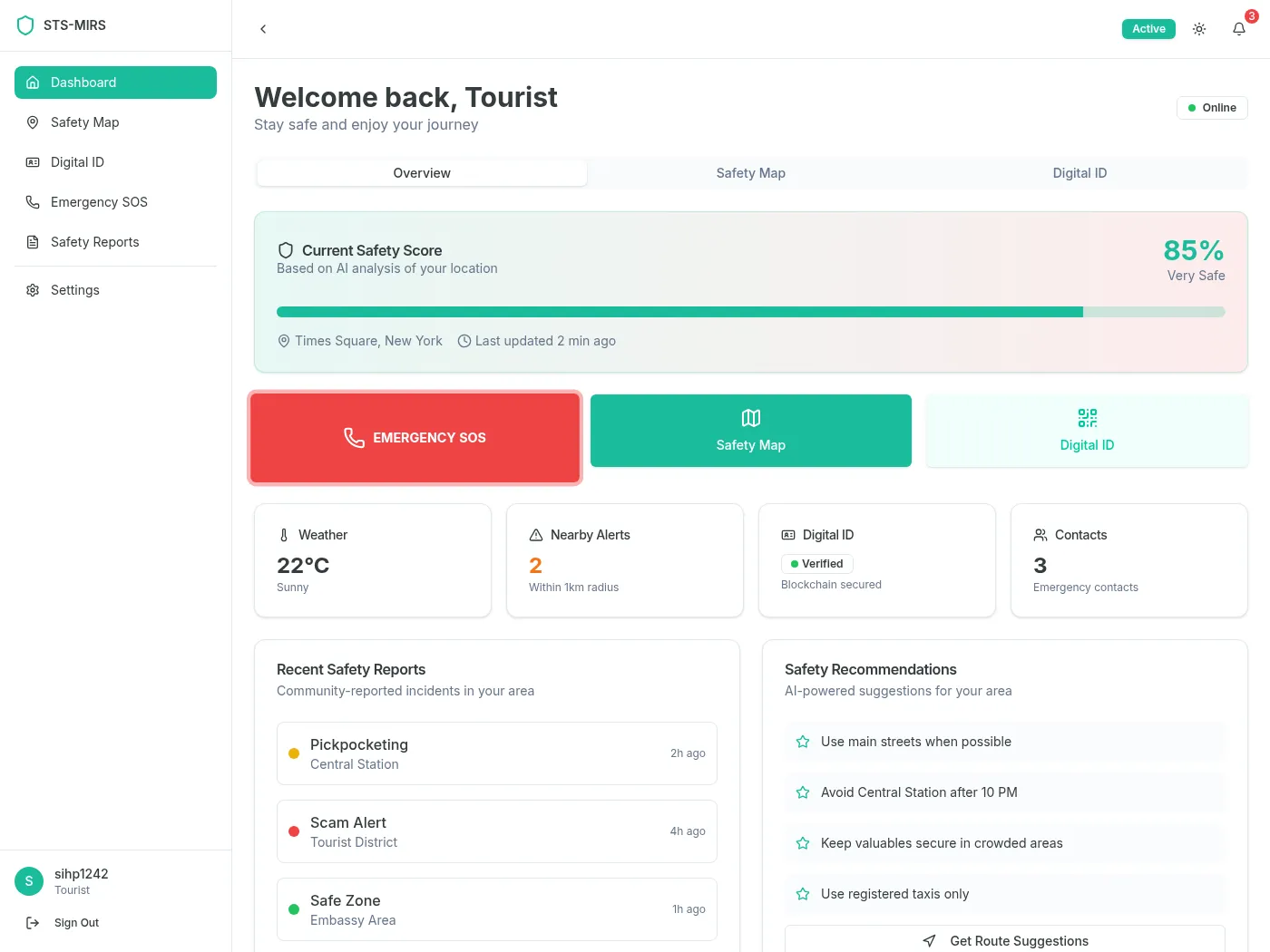 Smart Tourist Safety Monitoring & Incident Response System (STS-MIRS)