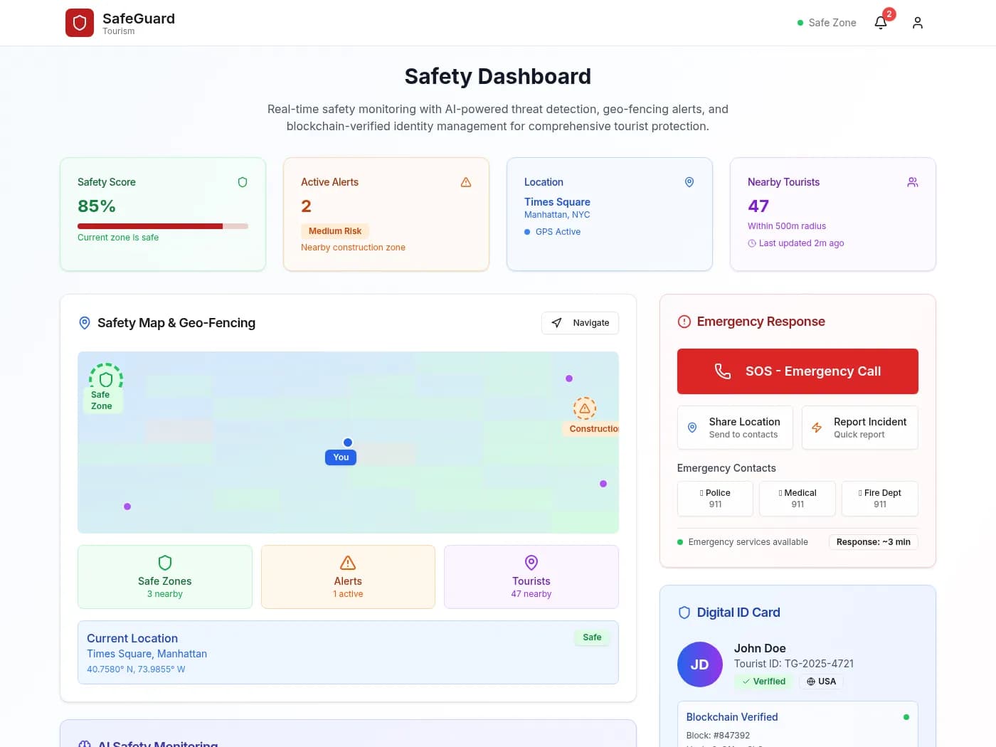 Smart Tourist Safety Monitoring & Incident Response System