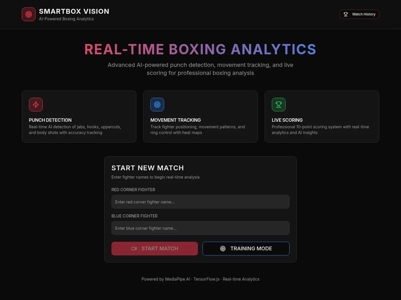 SmartBox Vision – AI-Powered Real-Time Boxing Analytics Web App