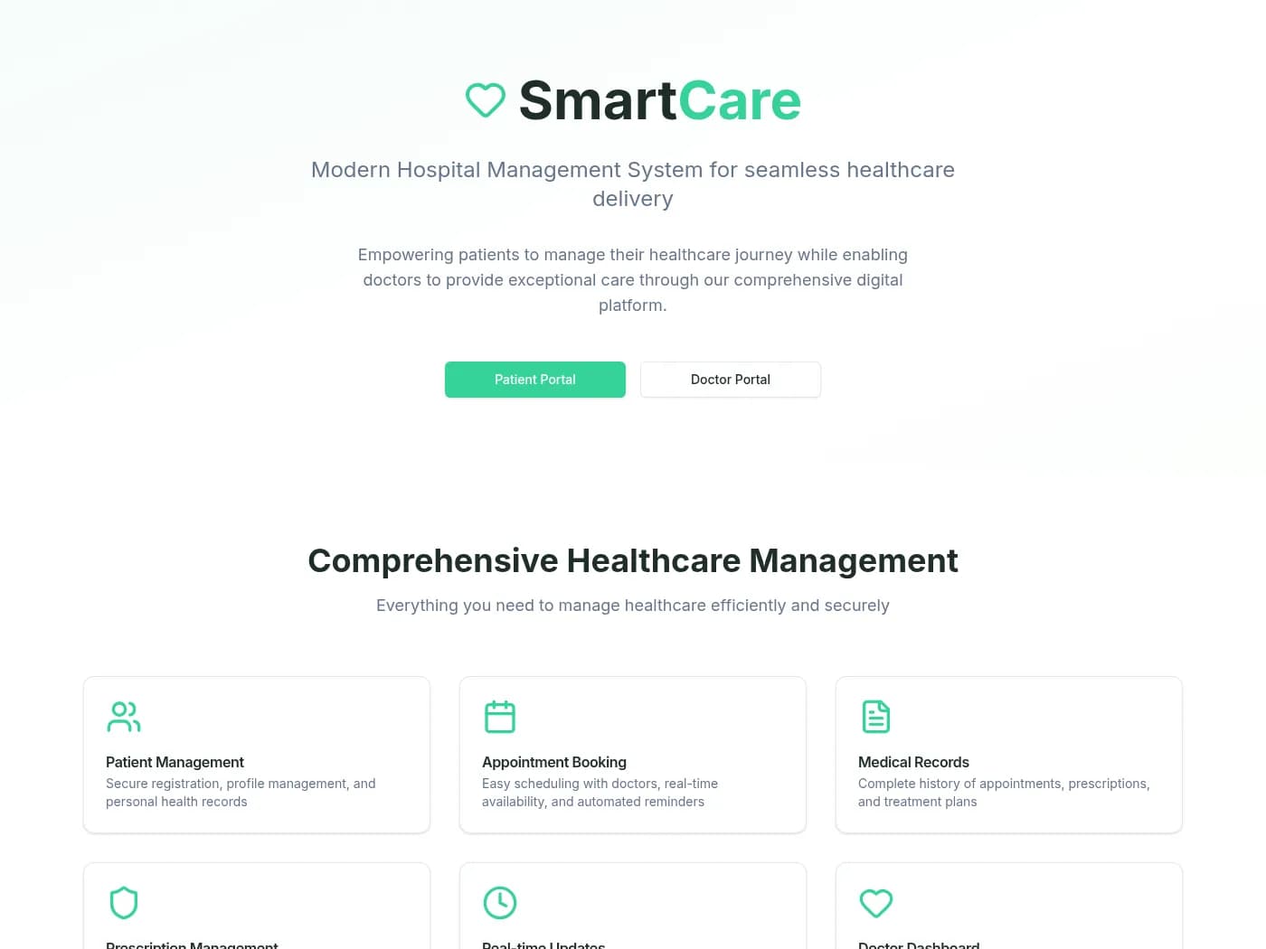 SmartCare Hospital Management Web Application