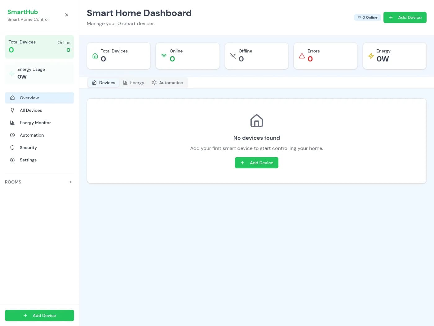 Smarthub: Unified Smart Device Control Dashboard