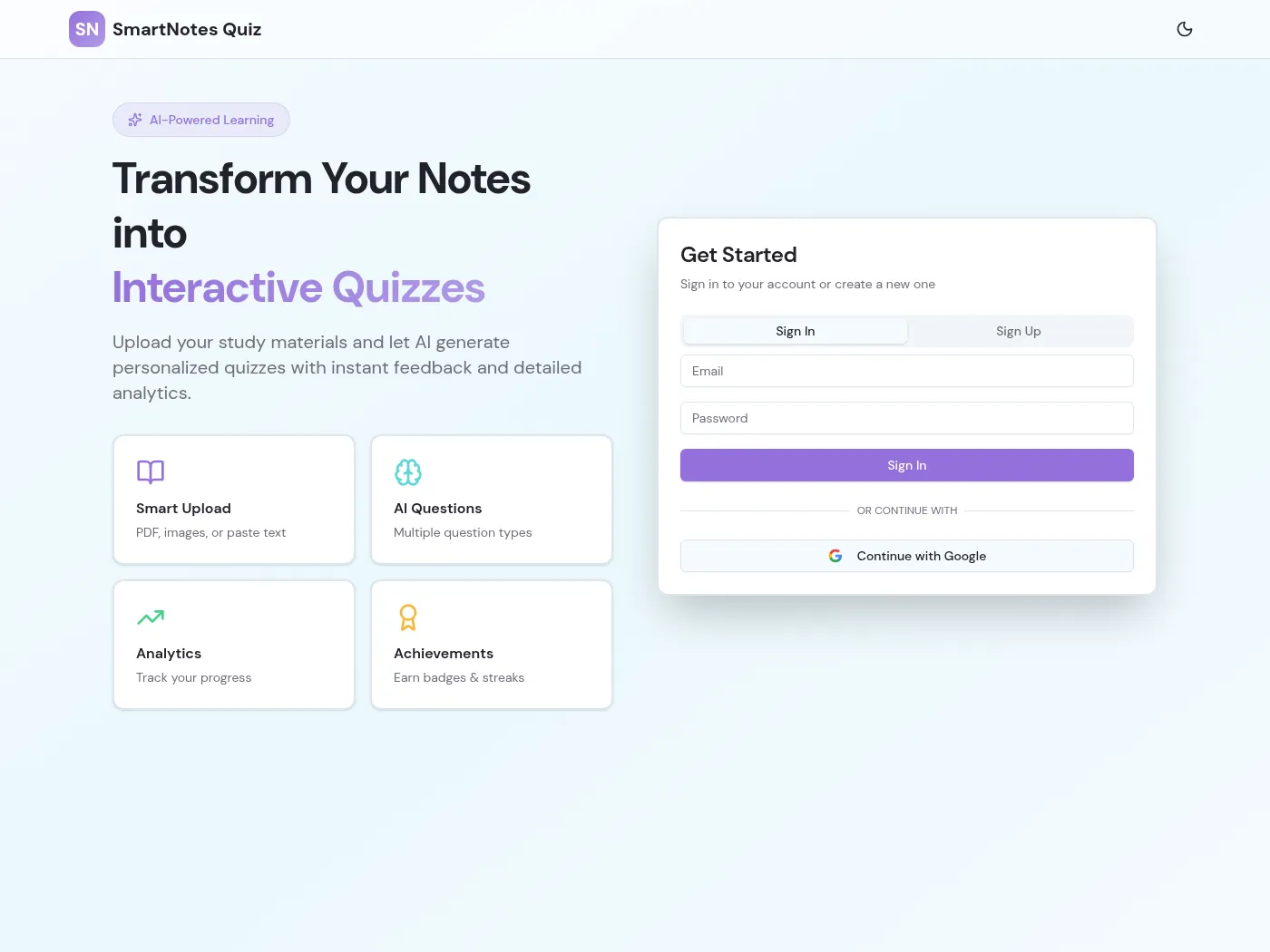SmartNotes Quiz – AI-Powered Multi-Platform Study & Test App