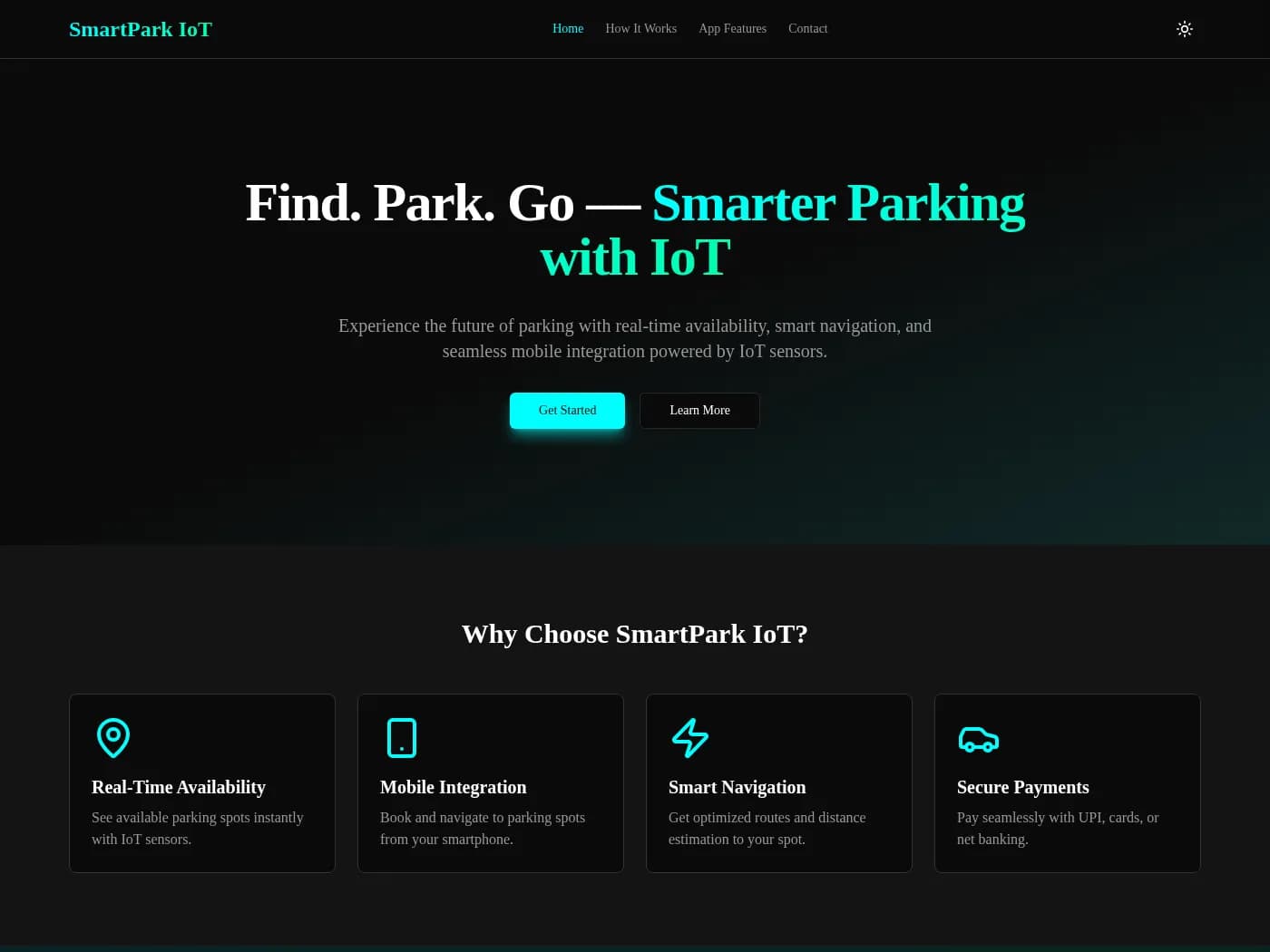 SmartPark IoT – Modern Website for IoT-Enabled Smart Parking System with Real-Time Mobile App Integration