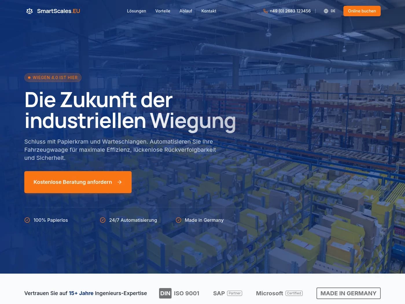 SmartScales.EU Landing Page – Modern Industrial Weighing Solutions for B2B Clients