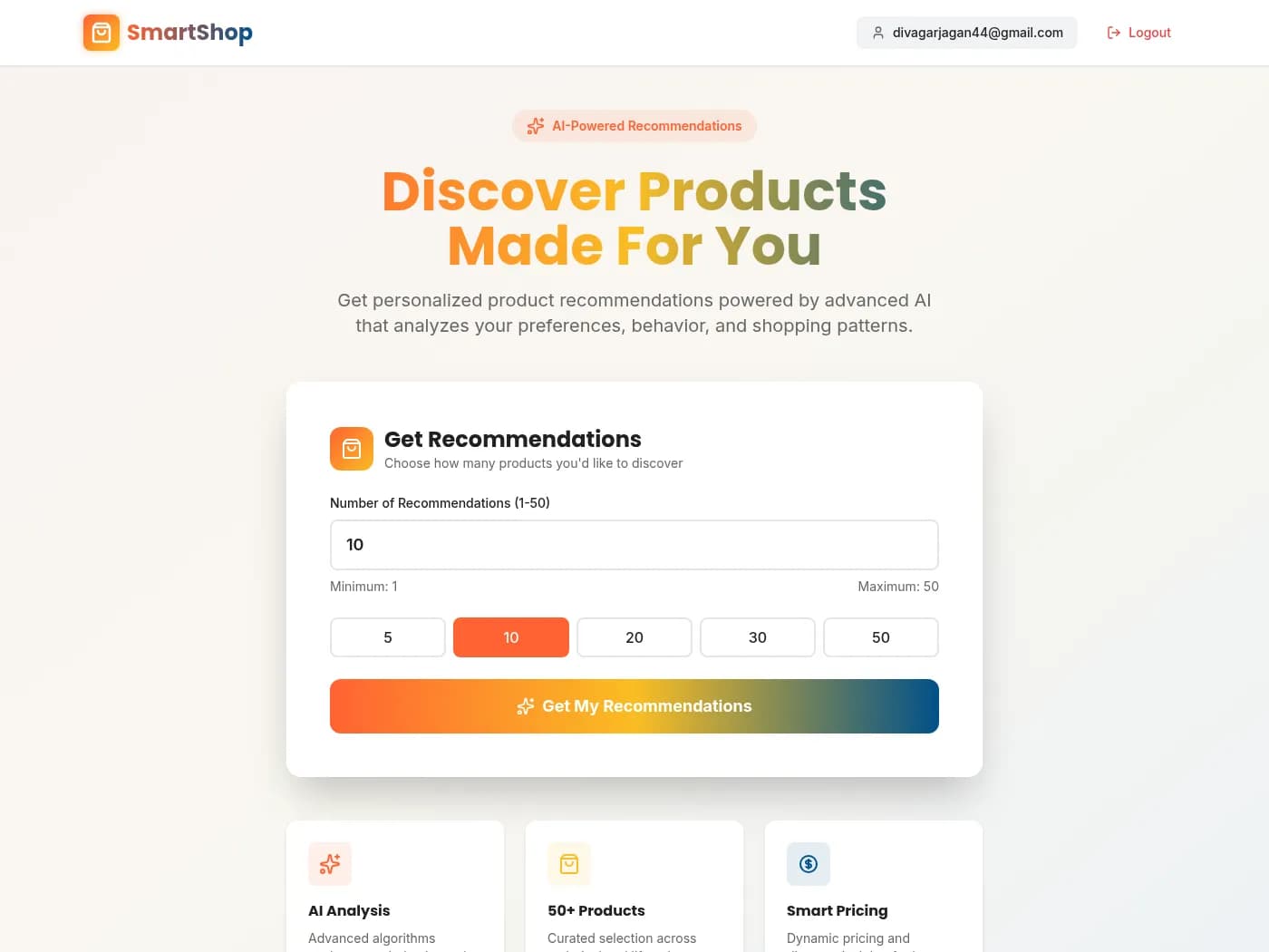 SmartShop Personalized Shopping Recommendation Platform