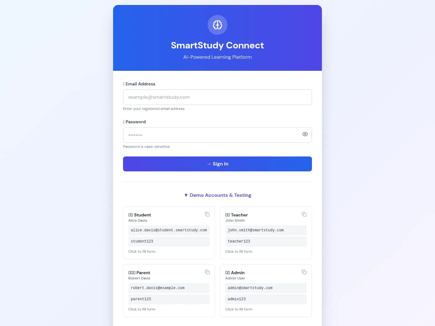 SmartStudy Connect – AI Powered Student-Teacher-Parent Platform
