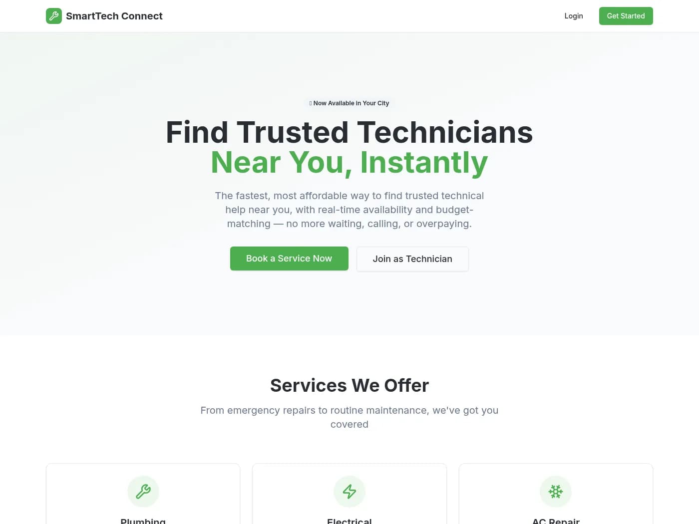 SmartTech Connect: Real-Time Technician Finder & Booking Platform