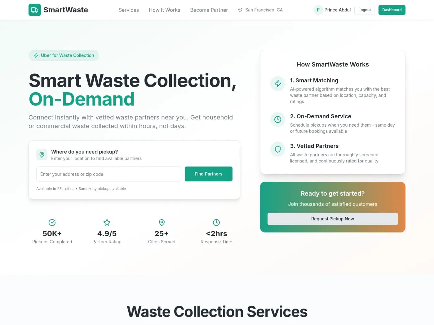 SmartWaste: Decentralized Marketplace for On-Demand Waste Collection
