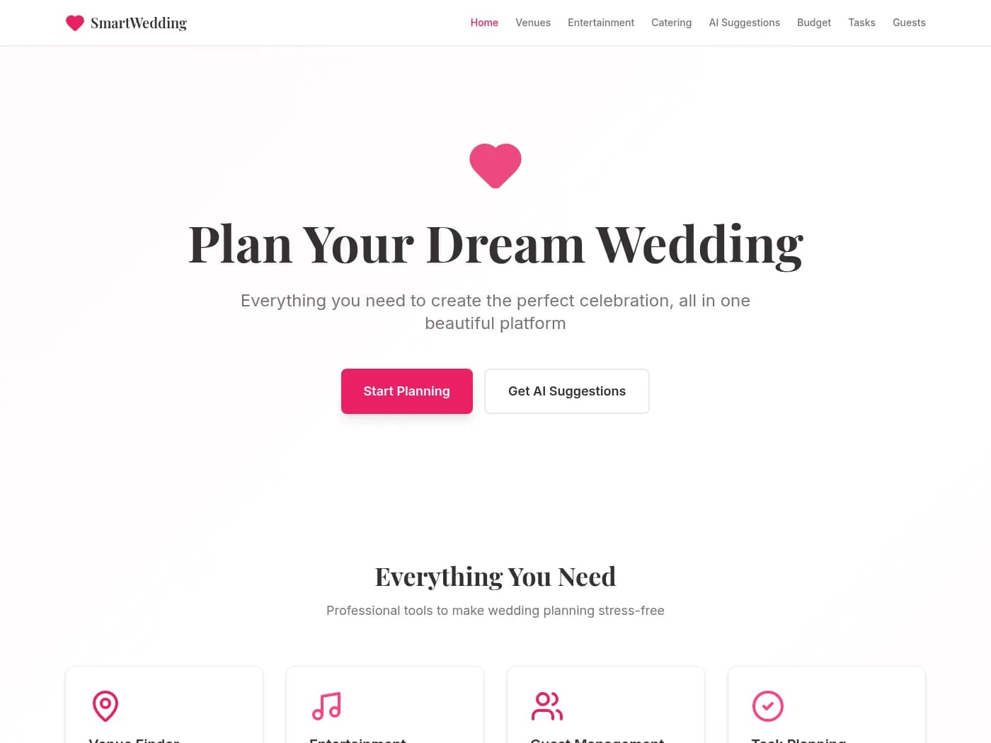 SmartWedding Planner – Dynamic, Modern Wedding Organizer Web App Frontend