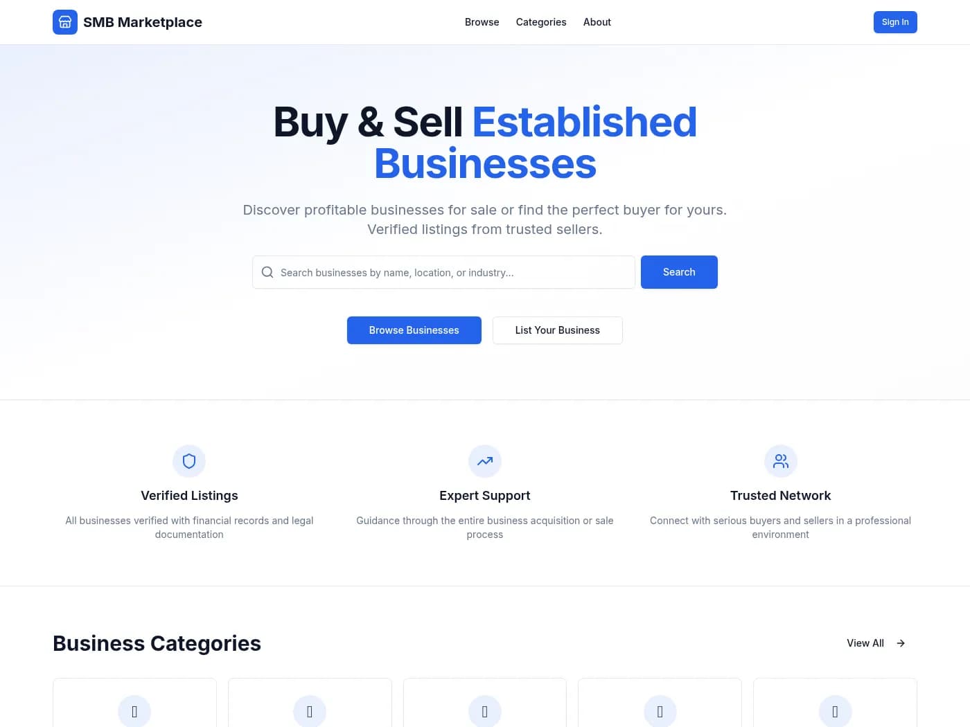SMB Buy & Sell Marketplace