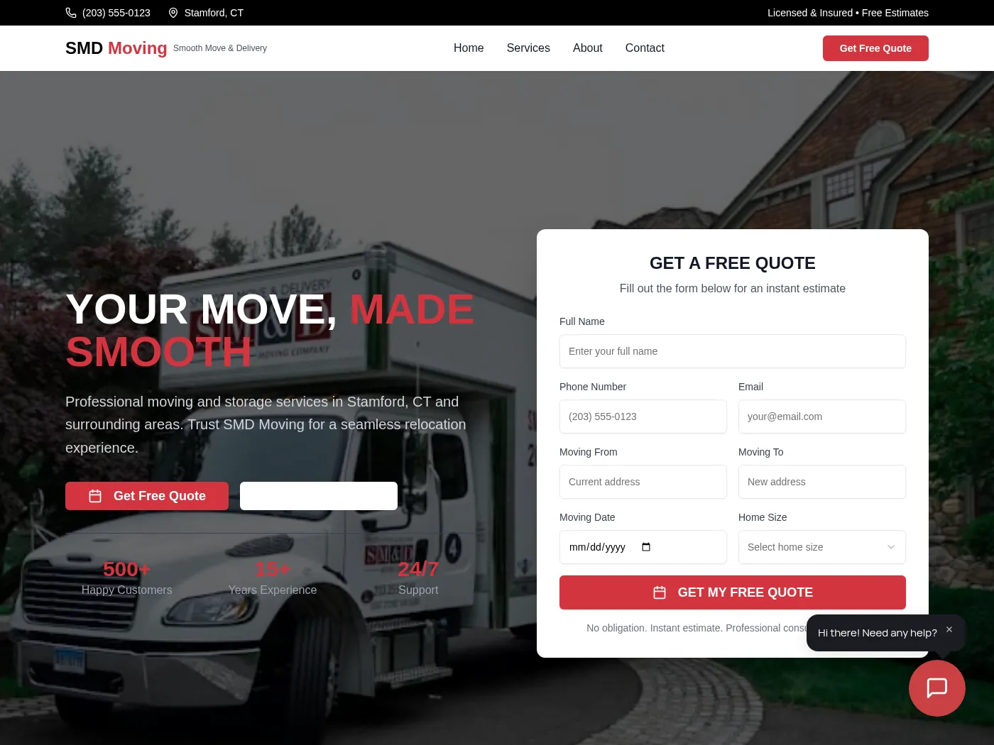 SMD Moving - Modern Moving & Storage Website