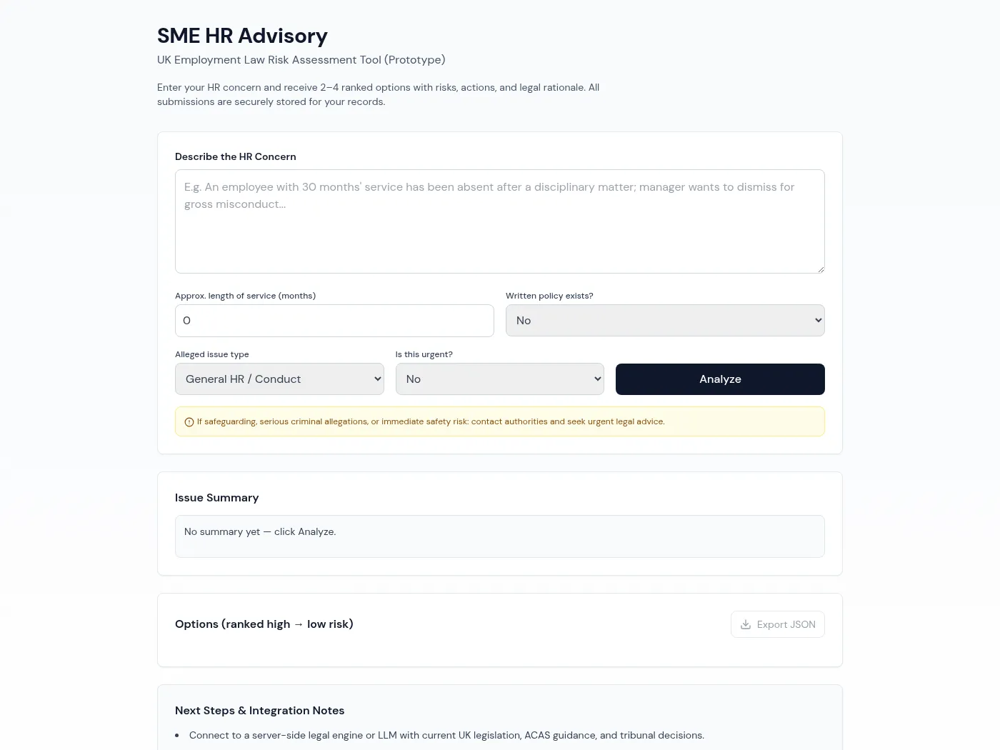 SME HR Advisory Option Generator (UK Prototype)