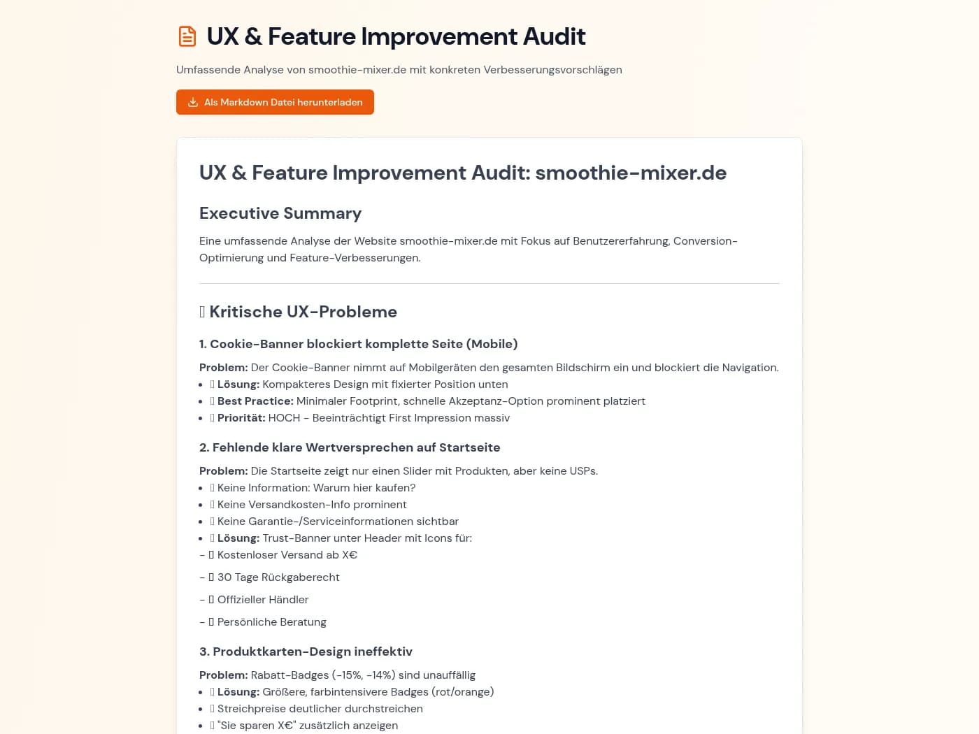 Smoothie Mixer UX & Feature Improvement Audit