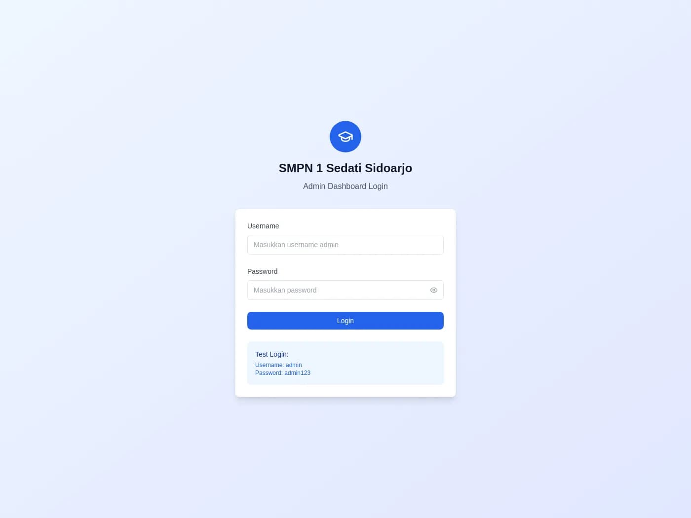 SMPN 1 Sedati Sidoarjo Admin Dashboard