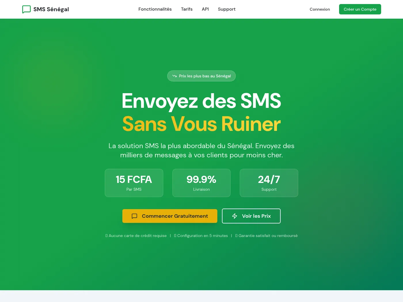 Senegal's Cheapest SMS Provider Landing Page