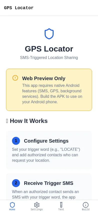 SMS-Triggered Android GPS Locator